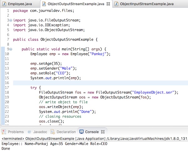 Java Saving Object To File