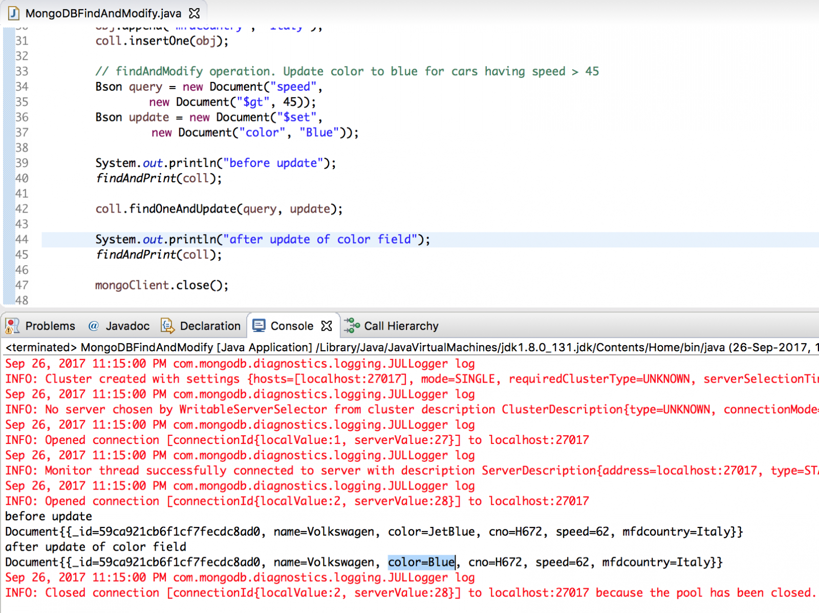 MongoDB FindAndModify Example DigitalOcean